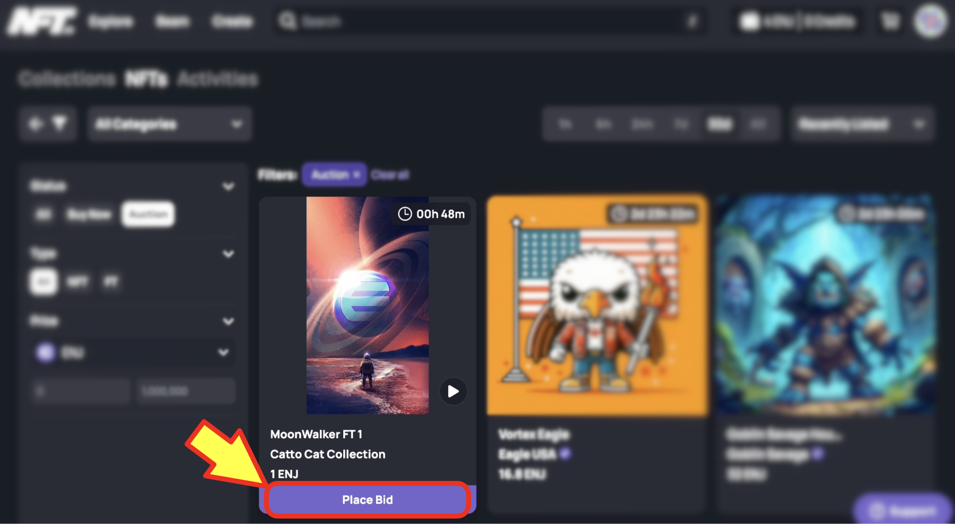 How to Bid on an Auction Listing – NFT.io