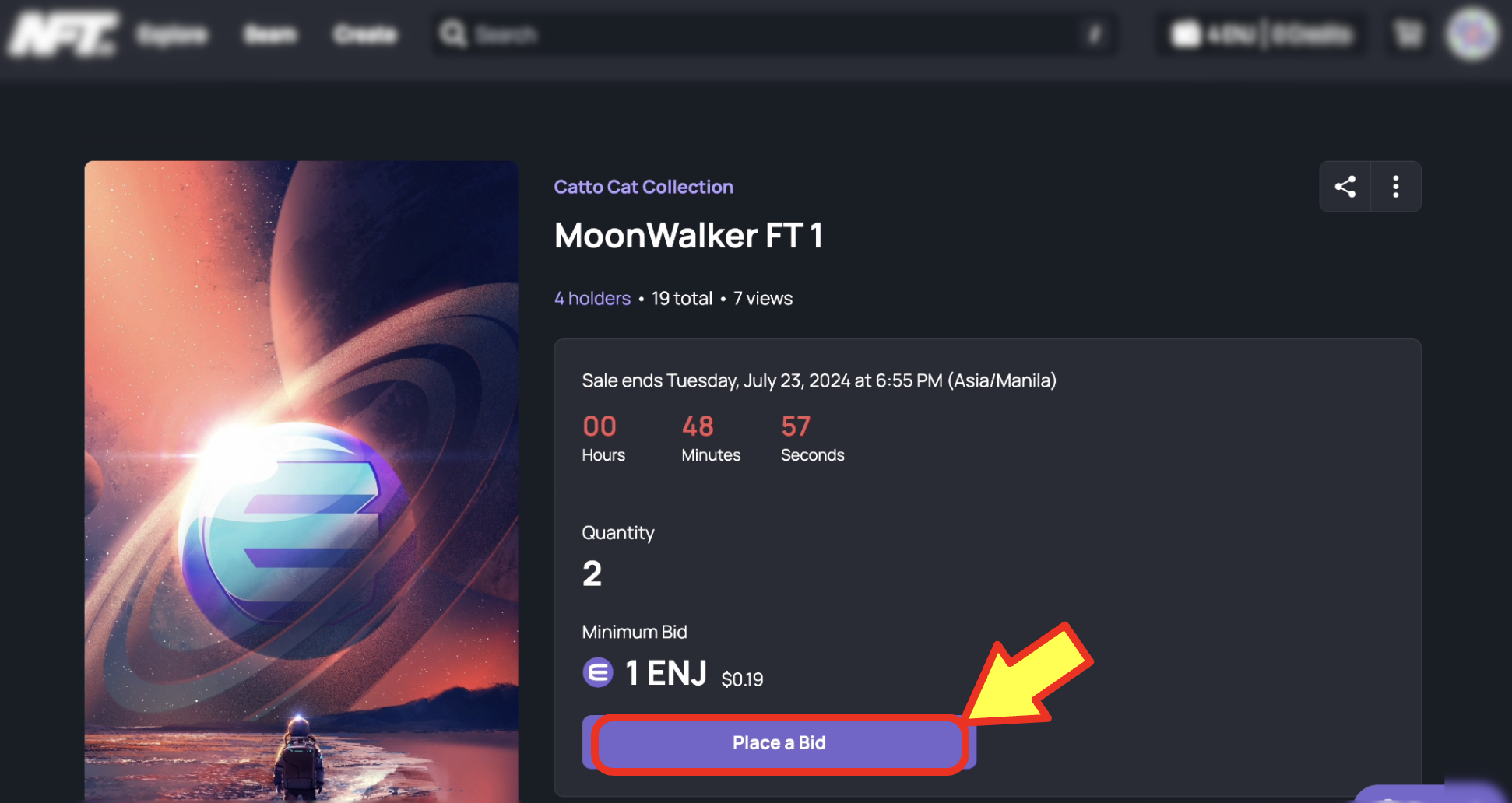 How to Bid on an Auction Listing – NFT.io